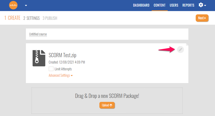 How to add a SCORM course to Intuto